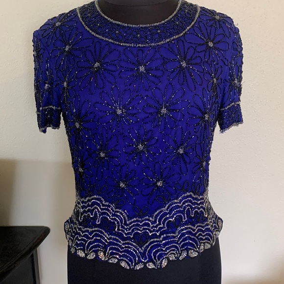 Adrianna Papell | Tops | Vintage Adrianna Papell Silk Beaded Evening ...